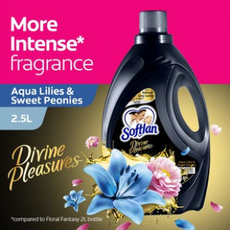 2.5L Softlan Divine Pleasures Aqua Lilies & Sweet Peonies Fabric Softener with long-lasting ...