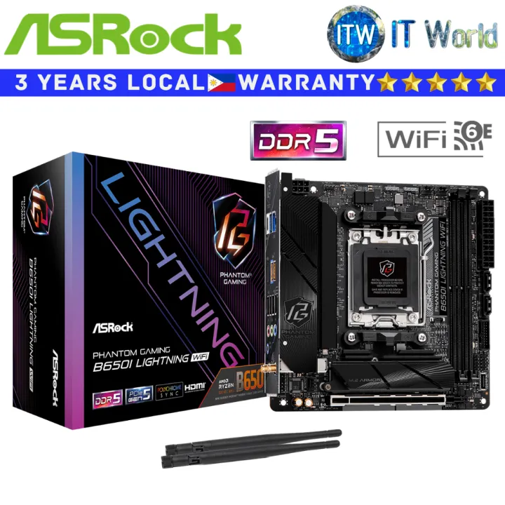 ASRock Motherboard B650I Lightning Wifi mini-ITX AM5 DDR5 | itw | Lazada PH