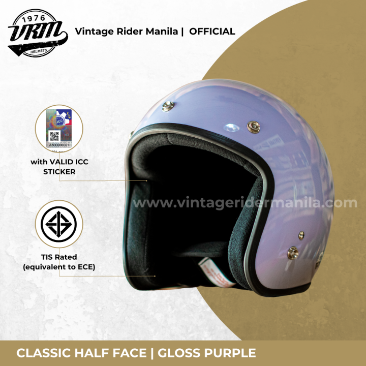 VRM 1976 Classic Gloss Purple Half Face Helmet | Lazada PH