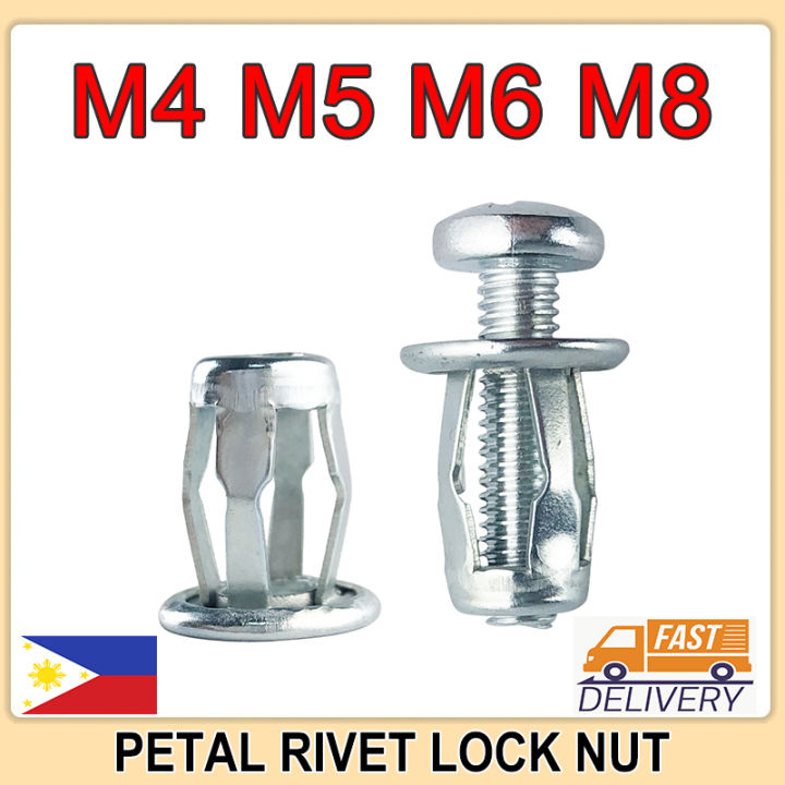 15pcs M4 M5 M6 M8 Petal Rivet Lock Nuts with Screw Fixed License Plate ...