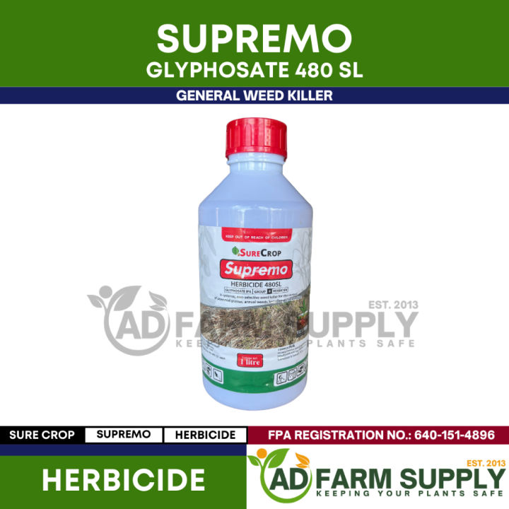 SureCrop Supremo Glyphosate 480 SL Herbicide - Systemic Weed Killer for ...
