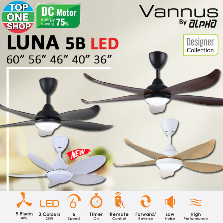 ALPHA Vannus Luna 5B LED 60 / 56 / 46 / 40 / 36 Inches DC Motor Remote ...