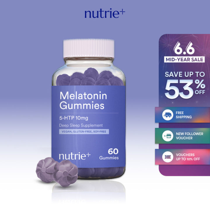 Nutrie 10mg Melatonin Gummies 5HTP 60pcs (Sleep Dietary Supplement Anti ...