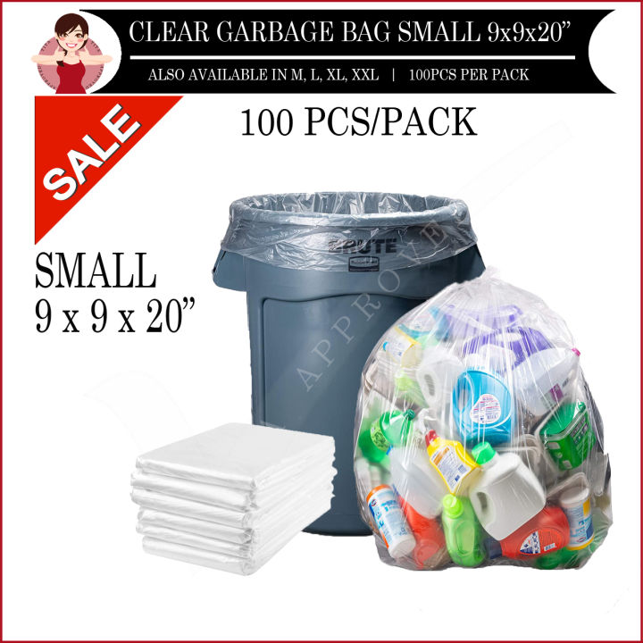 100pcs White / Clear Small [9x9x20"] Flat Garbage Bag Plastic Bag Trash ...