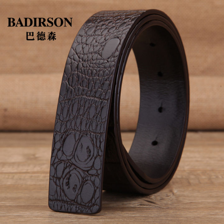 Leather belt men's buckle-free pure cowhide smooth buckle 3.8 crocodile ... Leather belt men's buckle-free pure cowhide smooth buckle 3.8 crocodile ...
