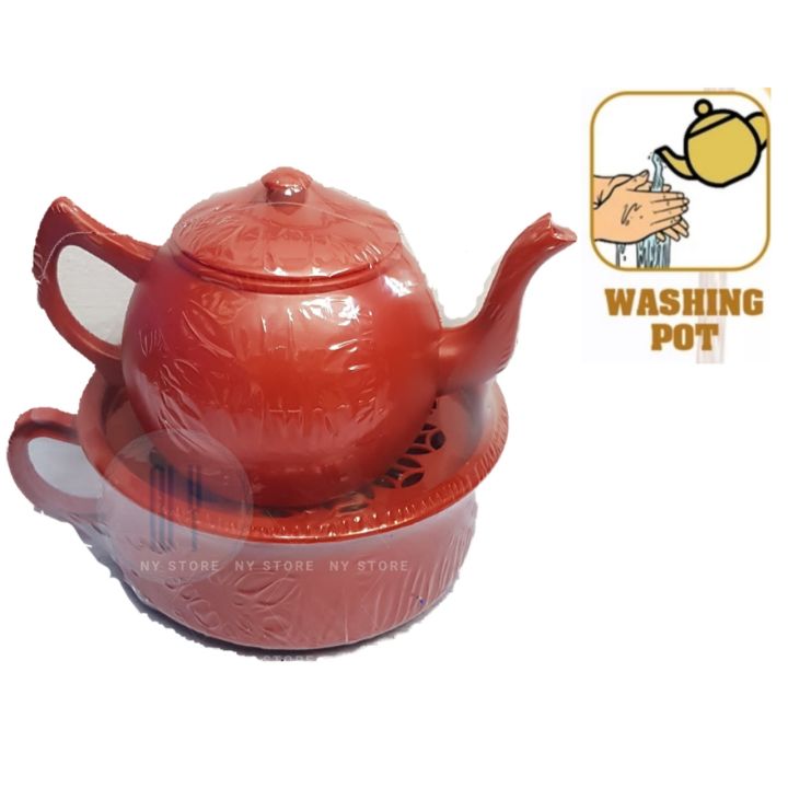 Hand Washing Pot Set of 2 Kettle Kendi Jug Tea Pot Plastic with Tray ...