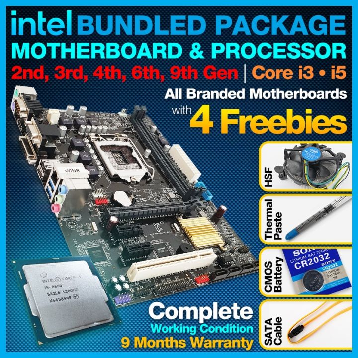 Intel Processor Motherboard Bundle Package - 2nd3rd, 4th, 6th 9th Gen ...