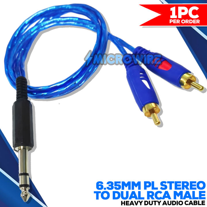 PL 6.35MM Stereo Plug To Dual RCA Male Audio Cable BLUE | Lazada PH
