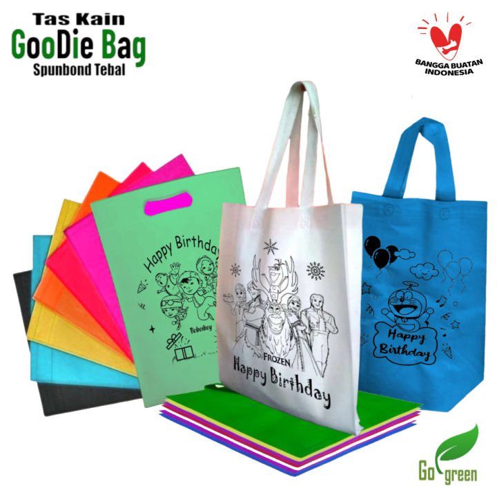 Tas Souvenir Snack Ultah Bahan Kain spunbond Goodie bag tulisan ...