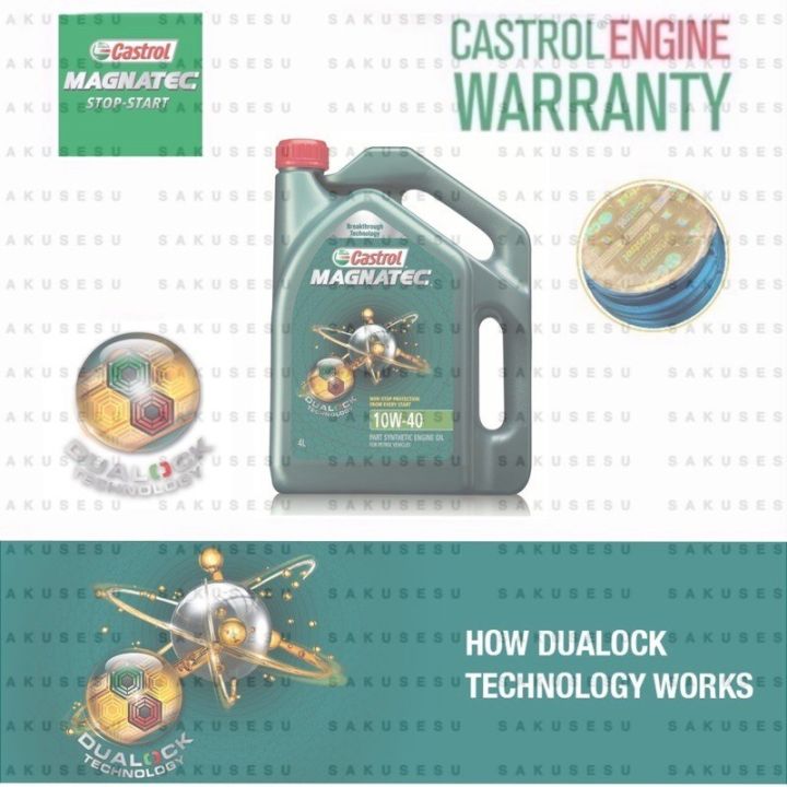 3423533 Castrol Magnatec Dualock 10W40 Semi Synthetic Engine Oil (4 ...