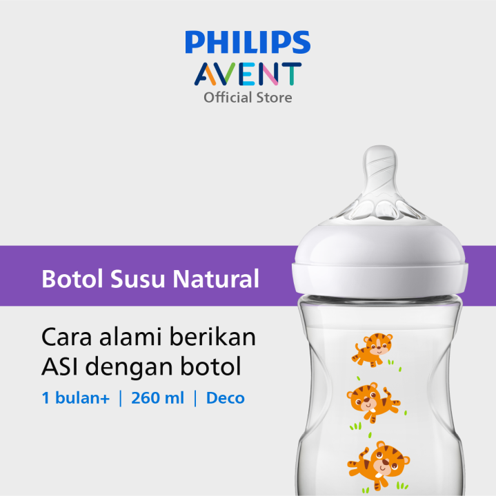 Philips Avent Natural Bottle Single 9Oz Tiger SCF627/40 Botol Bayi ...