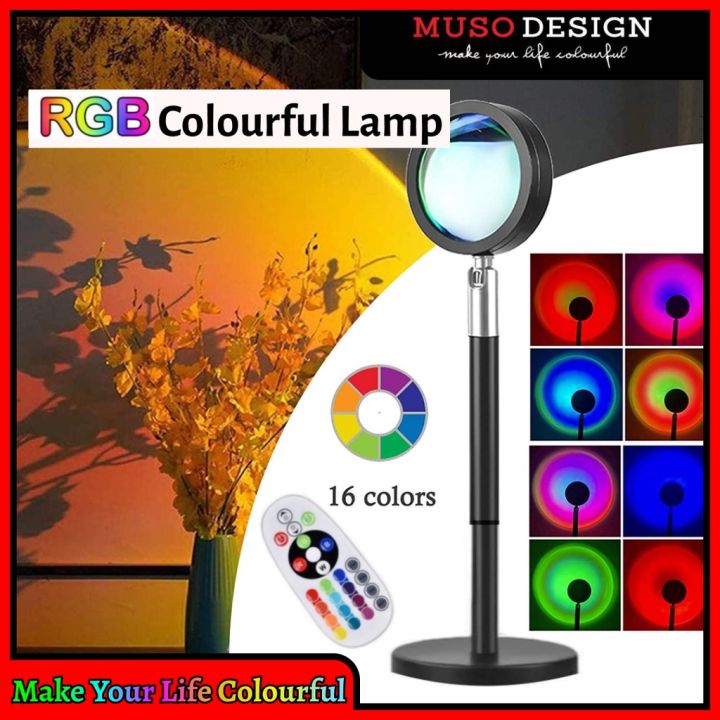 TIKTOK Sunset Lamp Light 16 Colors and 4 Modes RGB with remote control ...
