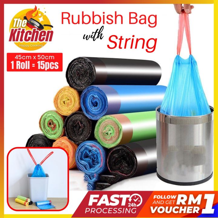 45x50cm / 43x46cm Rubbish Bag With String Home Garbage Office Cleaning ...