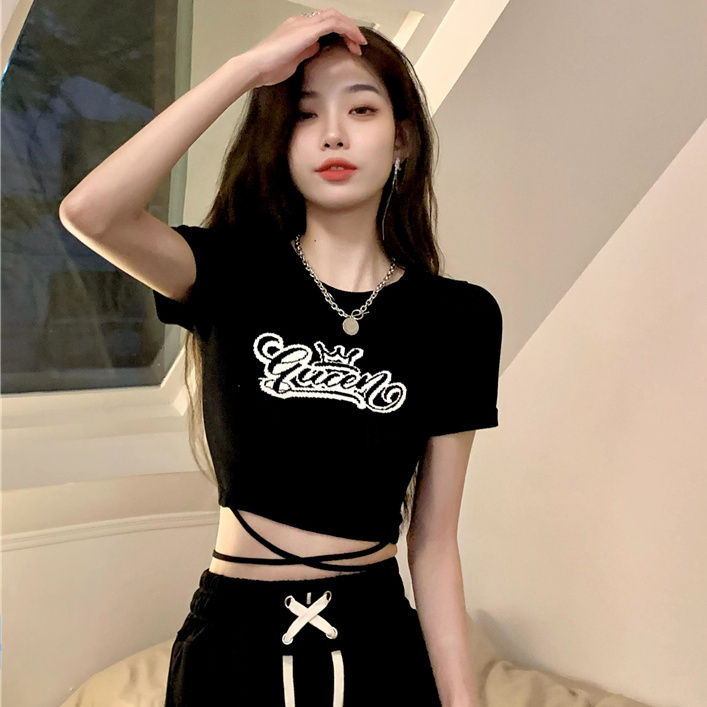 SSeE เสื้อครอปลำลองสไตล์เกาหลีสำหรับผู้หญิงเสื้อยืดสตรี U | Lazada.co.th
