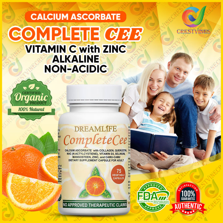 CRESTVINES Dreamlife Complete Cee Calcium Ascorbate with Collagen Zinc ...