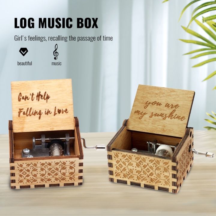 Hand-cranked Wooden Music Box You Are My Sunshine/Can't Help Falling In ...
