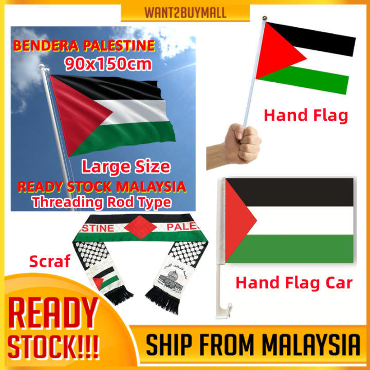 Bendera Palestin Vivid Color and Fade Proof Palestine Scarf Flag ...