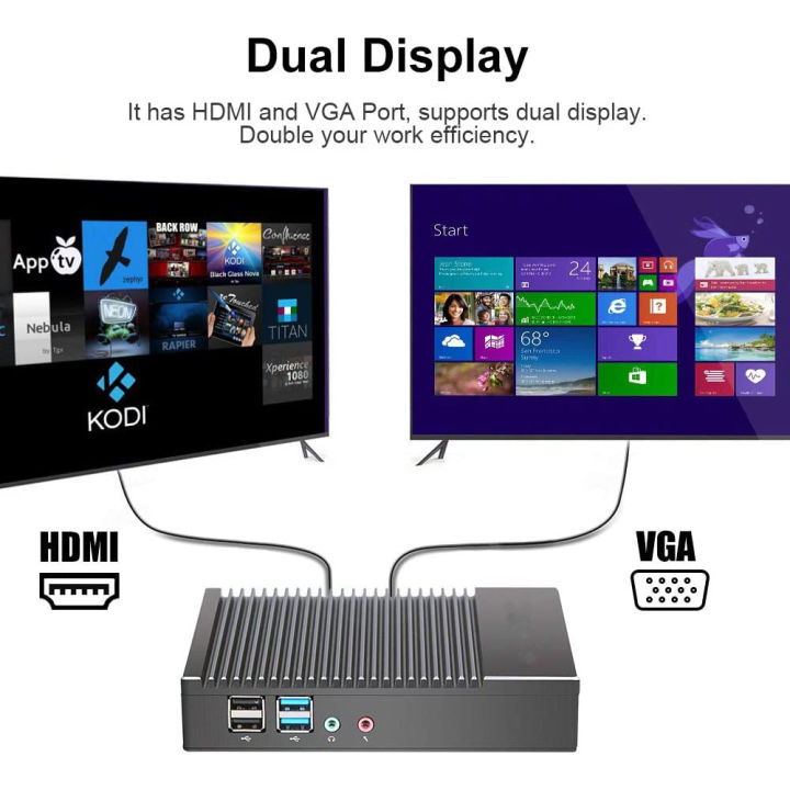 Fanless Mini PC AMD A6 1450 Quad Core HTPC, Home Office Small Desktop ...