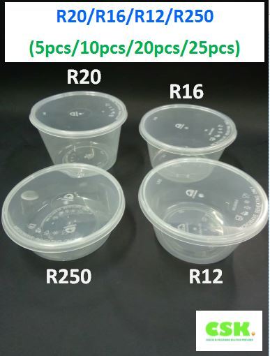 R250/R12/R16/R20/R225 (5pcs/10pcs/25pcs) Round Disposable Plastic Food ...