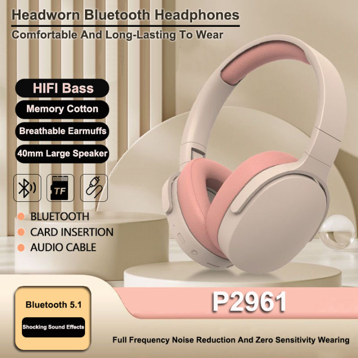 P2961-Bluetooth Headphone Wireless Headset With Microphone HiFi Stereo ...