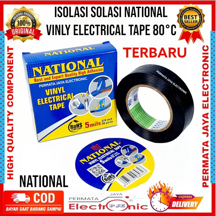 NATIONAL ISOLASI LISTRIK PVC HITAM ELECTRICAL TAPE 3/4 × 20 yard ...