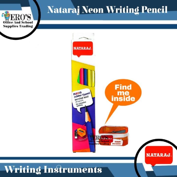 Nataraj Neon Colors Pencil HB w/ FREE Sharpener (12 pcs) | Lazada PH