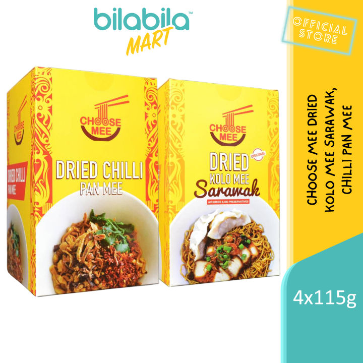 CHOOSE MEE Sarawak Kolo Mee, Dried Chilli Pan Mee (4's x 115g) | Lazada