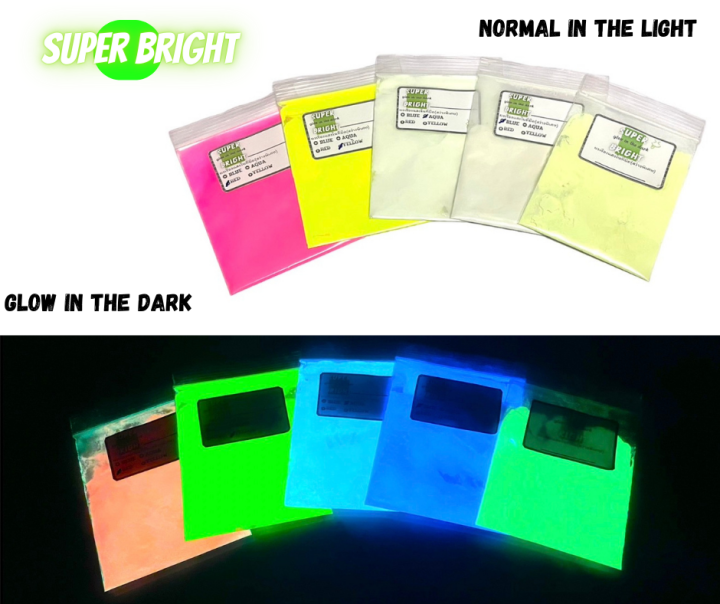 ผงเรืองแสง super bright (5-100กรัม) หลายสี Glow in the dark ผงเรืองแสง ...