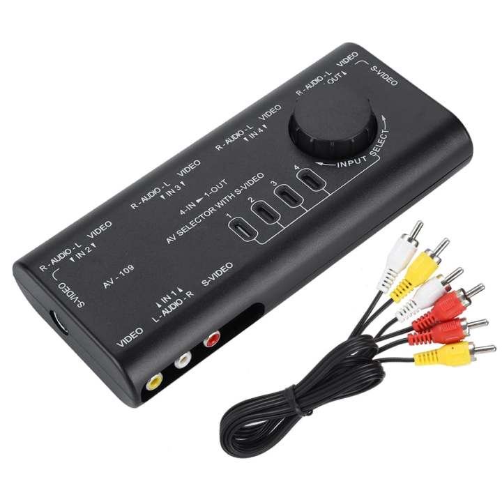 AV-109 4 In 1 Out AV RCA Switch Box Audio Video Signal Switcher ...