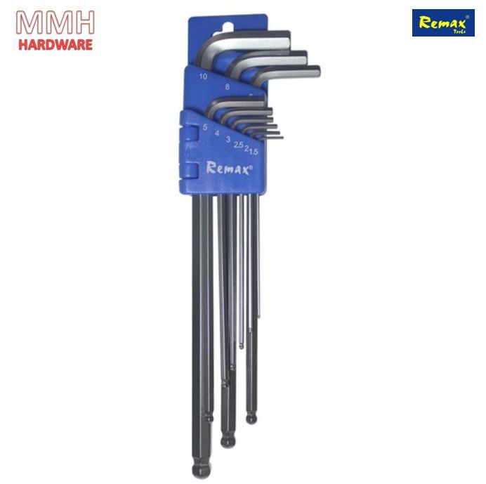 REMAX 9 PCS EXTRA LONG BALL POINT HEX ALLEN KEY SET (MM/INCH) | Lazada