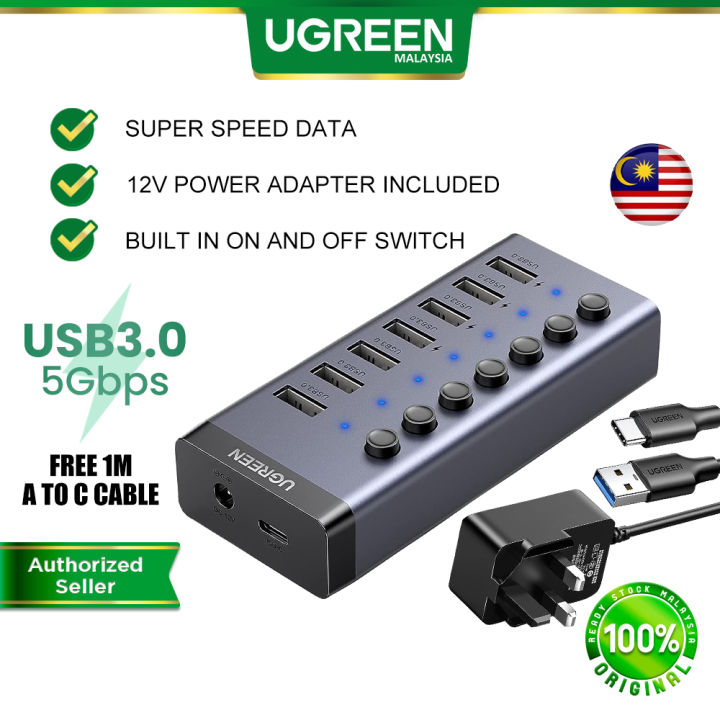 UGREEN 7 Ports USB 3.0 Hub USB Splitter Extension Individual On Off ...