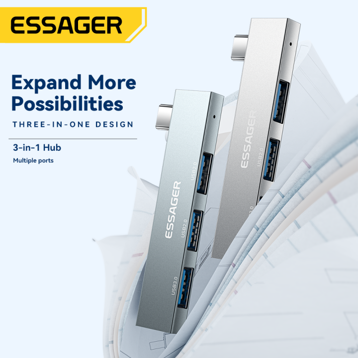 Essager 3 In 1 Type C HUB USB 3.0 USB A HDMI SD Card Reader HUB ...