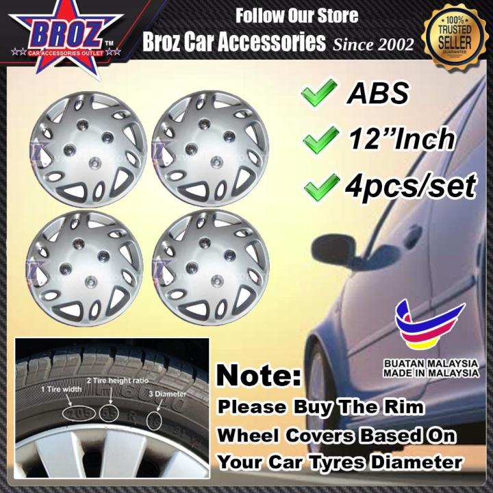 12 Inch ABS Wheel Cover Rim Center Hub Caps (MADE IN MALAYSIA) For ...