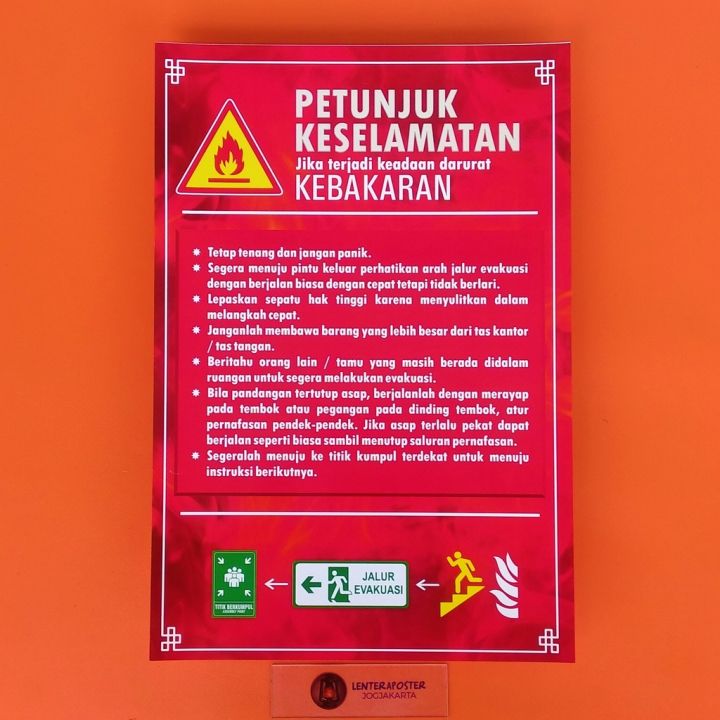 Poster Petunjuk Keselamatan Kebakaran, Poster K3, Laminating Glossy ...