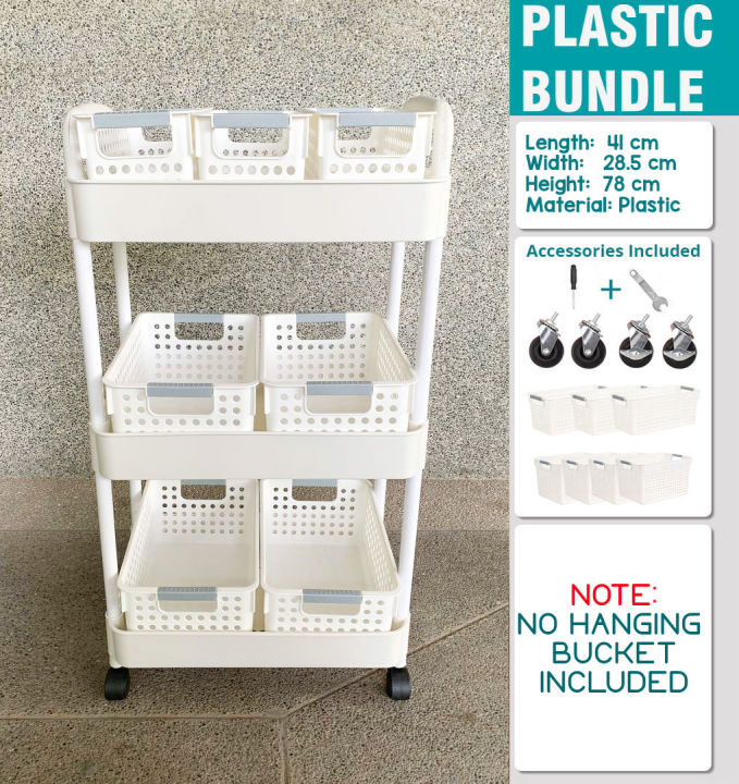 SOBY PH - 3-Tier Kitchen Utility Trolley Cart Shelf Storage Rack ...