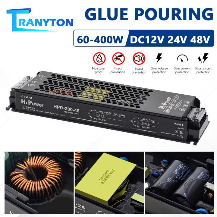Glue Pouring LED Power Supply DC12V/24V/48V 60W/100W/150W/200W/300W ...