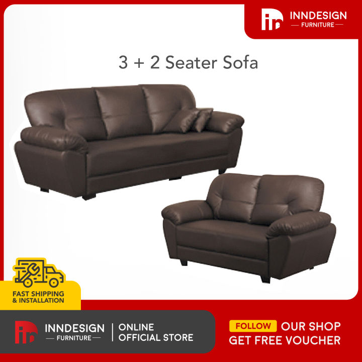 [INNDESIGN.SG] Puffy 2+3 Seater PVC Sofa (Fully Assembled and Free ...