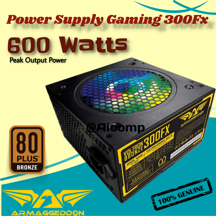Power Supply Armaggeddon 300FX Voltron Bronze 80+ 80 Plus Pure Power 300Watt Max Power / Peak ...