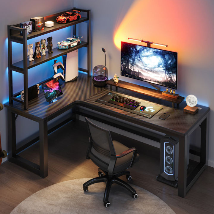 Corner Computer Table Gaming Table Office Table Organizer Bookshelf ...