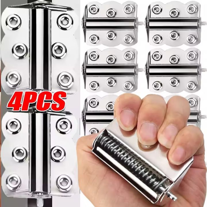 4Pcs Stainless Steel Butterfly Hinge Automatic Door Closer Spring Hinge Household Flat Screen ...