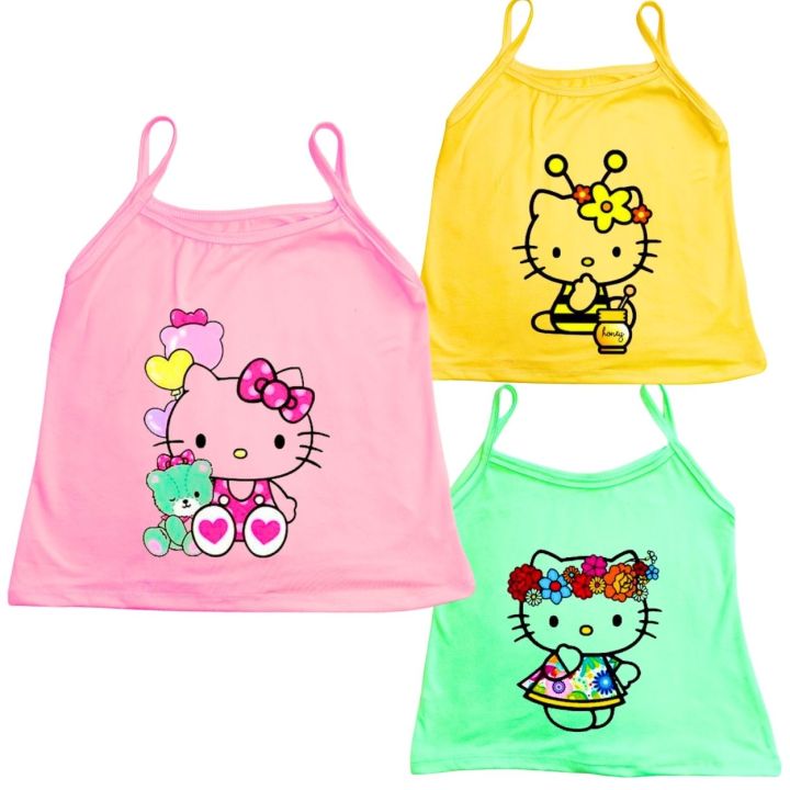 3PCS Colored Sando Shirt Tops Pambahay Summer Cute Hello Kitty ...