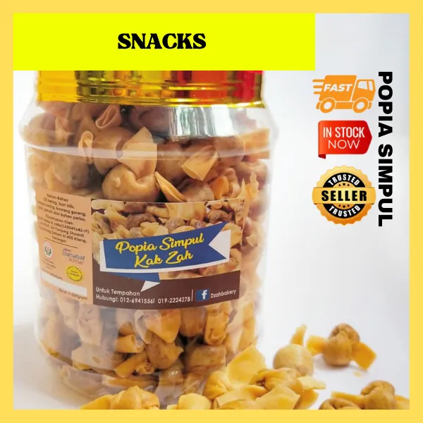 READY STOCK Snacks Kudapan Popia Simpul Kasih Crunchy Viral Inti Ikan Bilis Rangup Inti Penuh ...