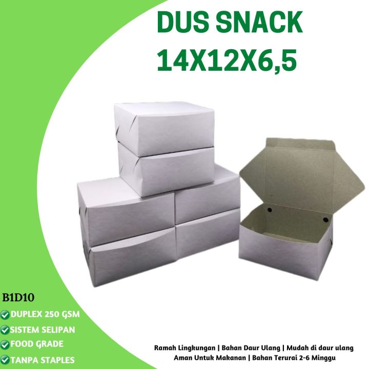 Dus Snack Putih Snack Box 12x14 Bahan 250 Gsm (Isi 25 Pcs-B1D10 ...