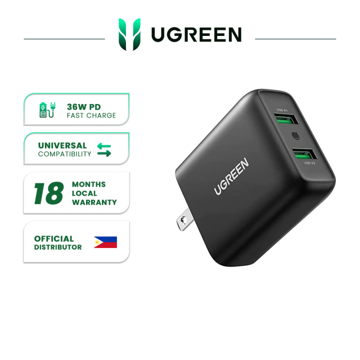 UGREEN USB Dual USB Quick Charge Fast charging QC 3.0 Folding Foot ...