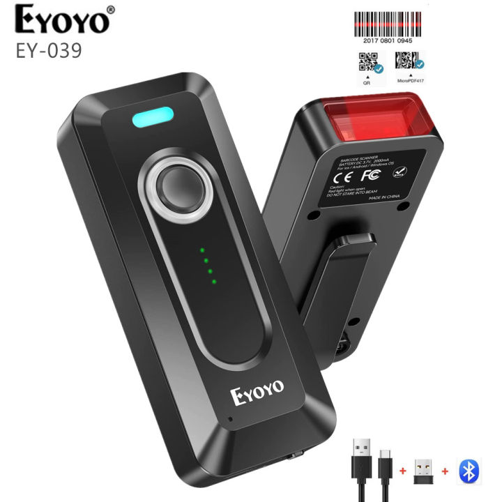 Eyoyo EY-039ไร้สายเครื่องสแกนบาร์โค้ดบลูทูธ2มิติพร้อมคลิปไร้สาย2000 ...