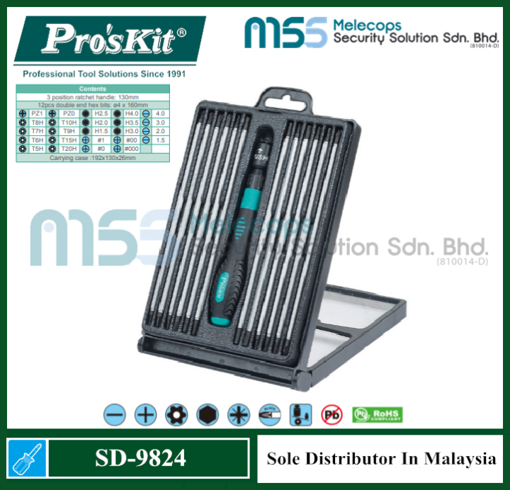 Pro'skit SD-9824 24-In-1 Reversible Ratchet Precision Screwdriver Set ...