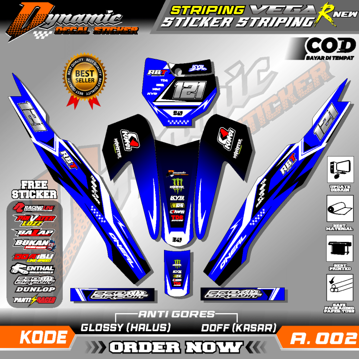 (COD) STICKER STRIPING RBT VEGA R NEW MOTOR RBT BEBEK KODE 002 MODIF ...