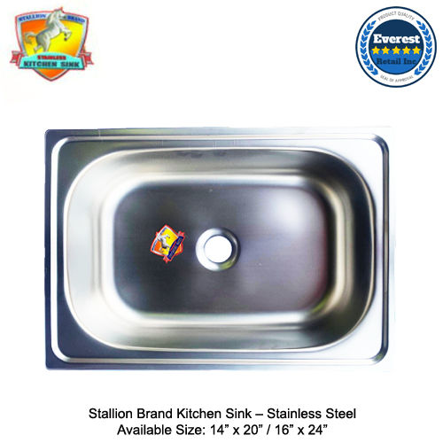 Stallion Brand Kitchen Sink – Stainless Steel – Available Size: 14” x ...
