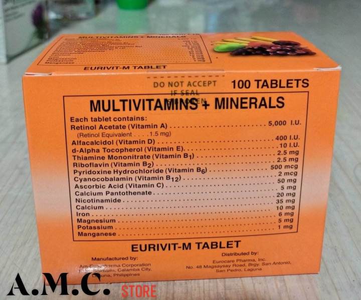 Eurivit -M - (Multivitamins + Minerals) - 100 Tablets | Lazada PH