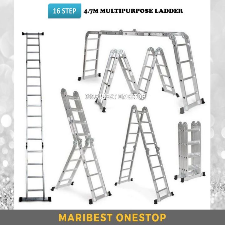 M47 16 STEP 4.7M ALUMINIUM MULTIPURPOSE LADDER TANGGA | Lazada